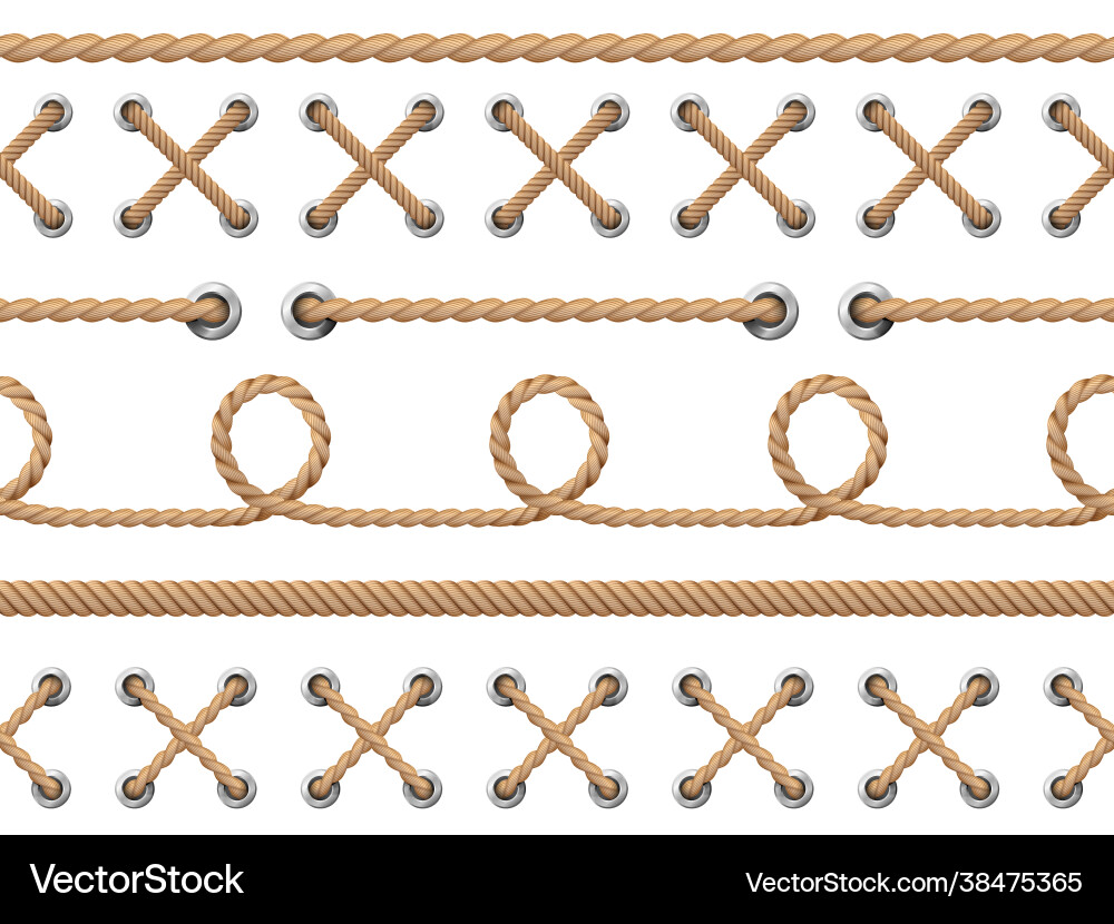 Nautical ropes seamless line rope design pattern Vector Image