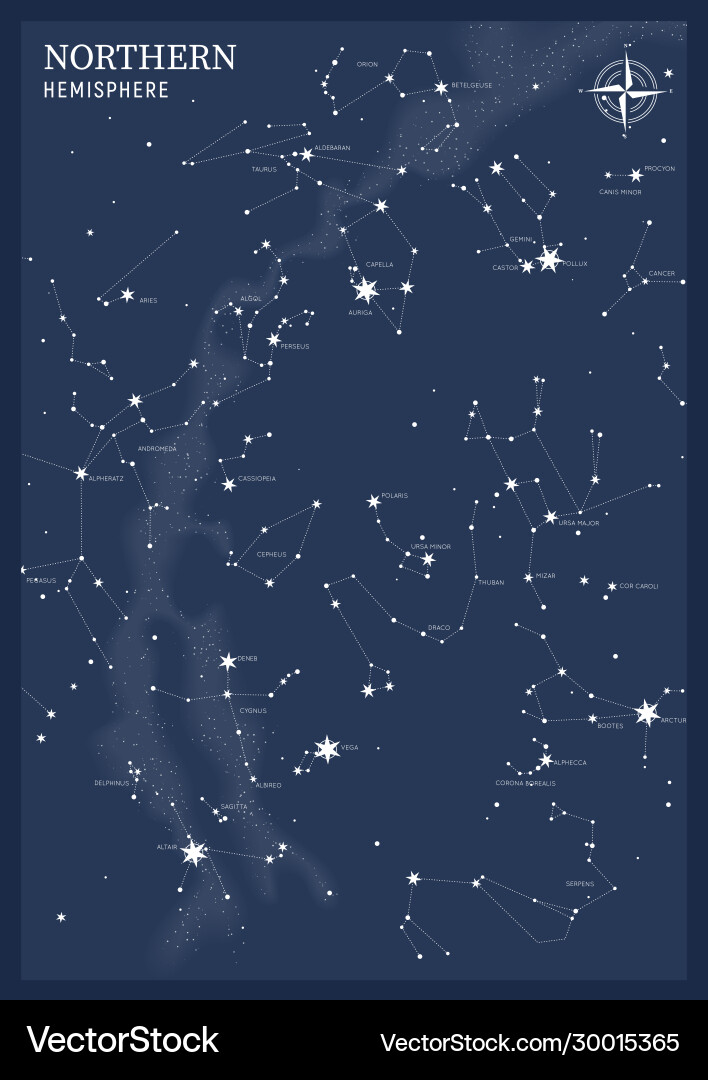 Northern Hemisphere Star Chart Royalty Free Vector Image