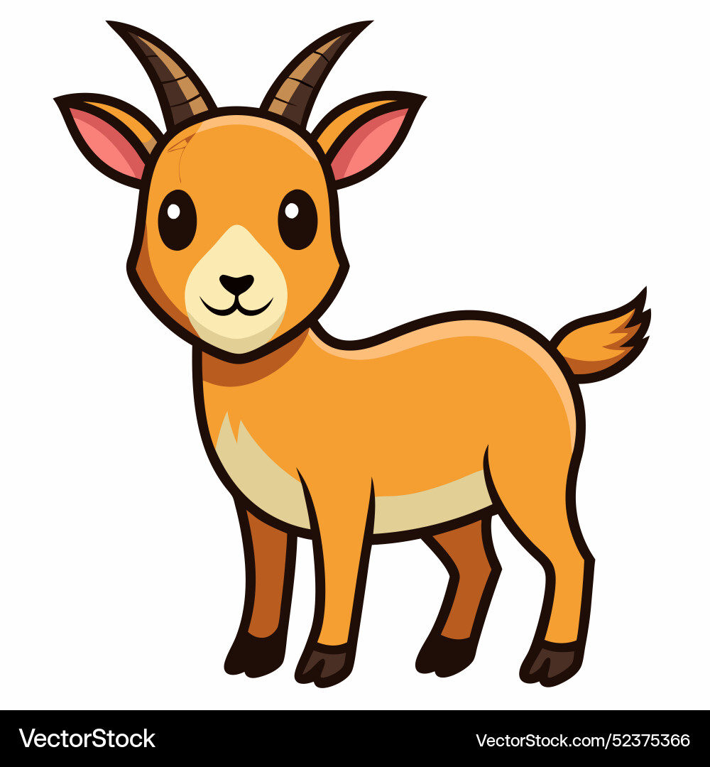 Chamois goat flies kawaii Royalty Free Vector Image