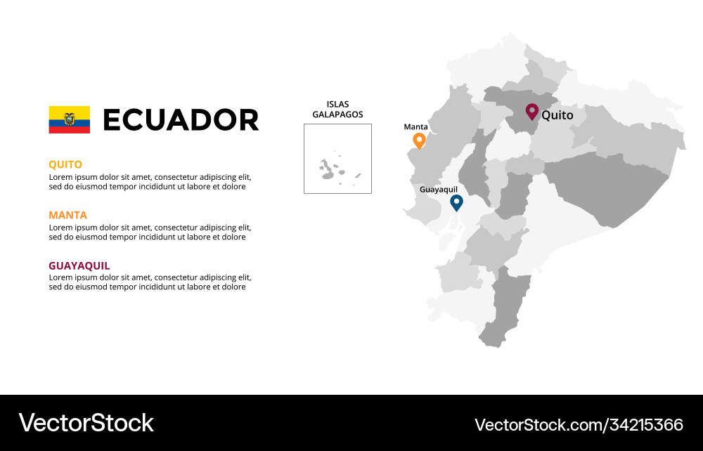 Ecuador map infographic template slide Royalty Free Vector