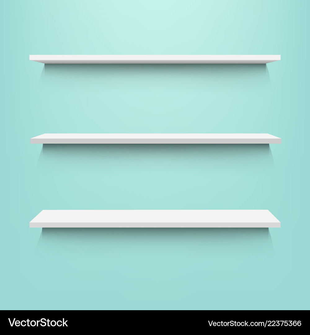 Empty shelves with mint background Royalty Free Vector Image