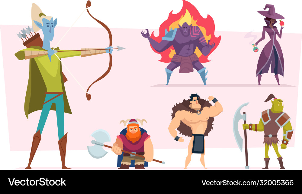 Fantasy characters fairytale humans and creatures Vector Image
