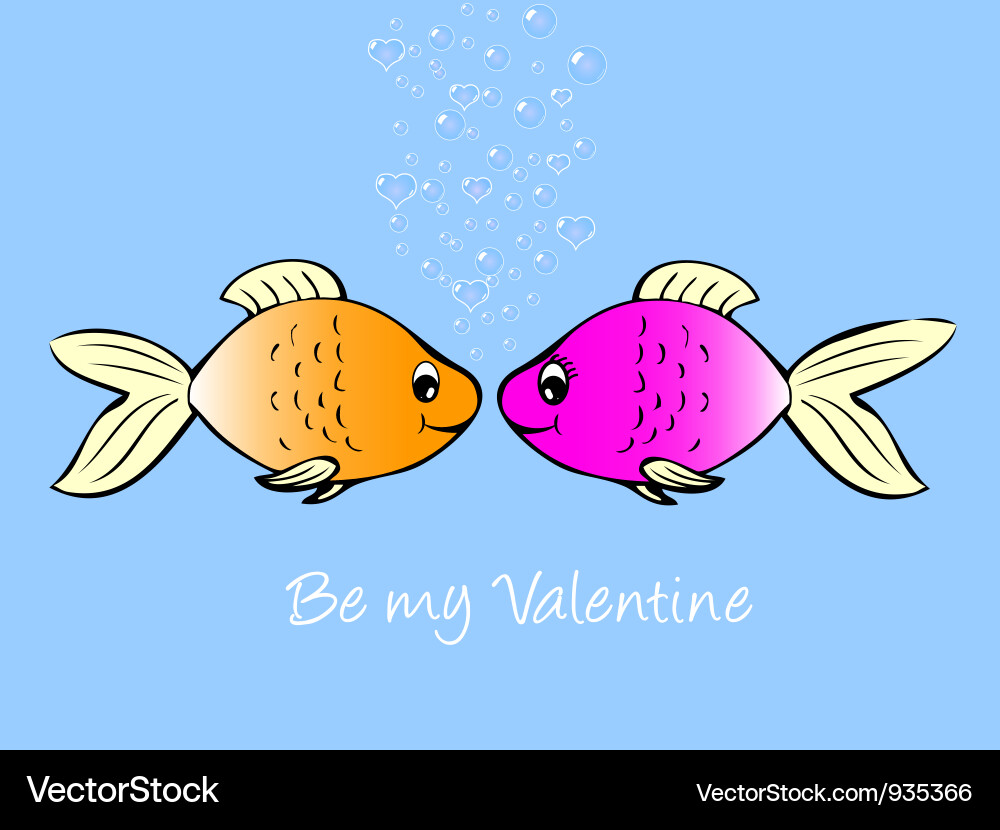 Fish in love Royalty Free Vector Image - VectorStock