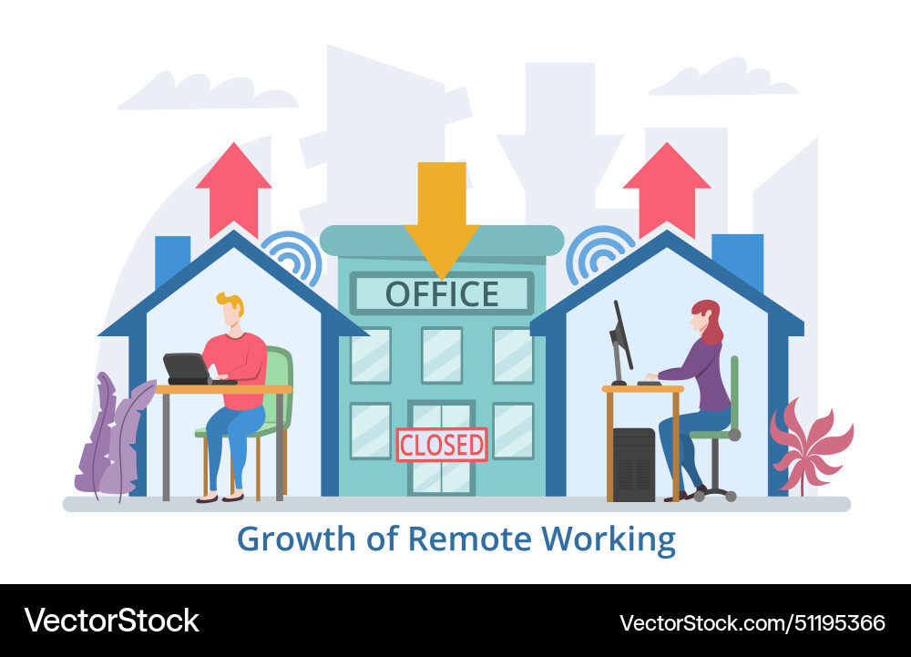 Growth of remote working concept Royalty Free Vector Image