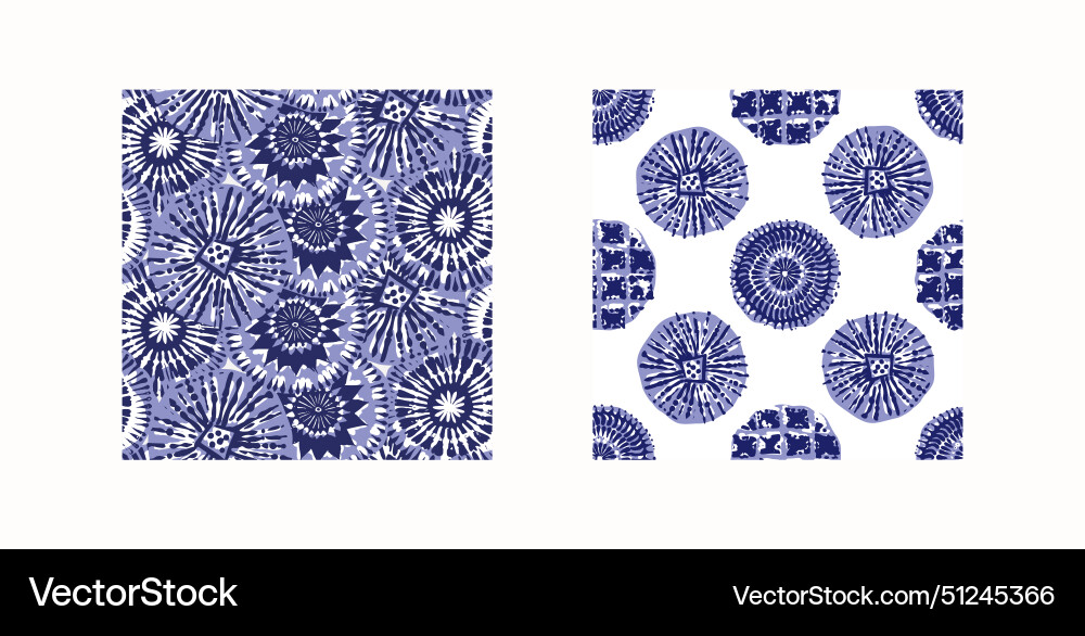 Indigo blue japanese block print effect pattern Vector Image