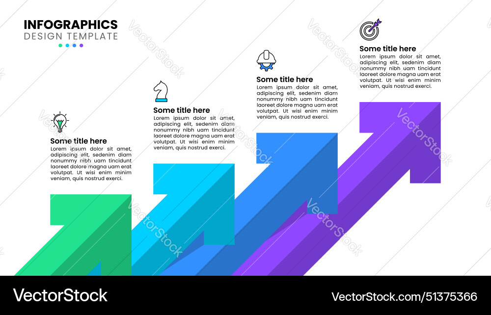 Infographic template 4 growing arrows with icons Vector Image