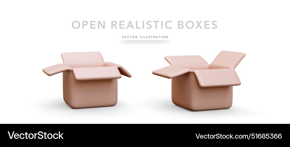 Set of 3d realistic open boxes Royalty Free Vector Image