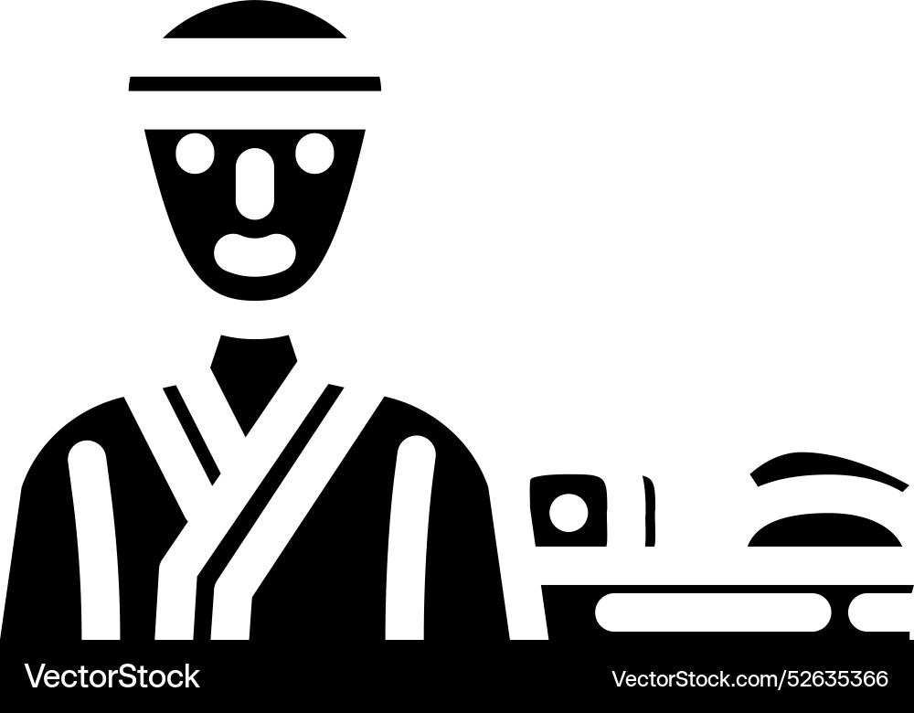 Sushi chef restaurant glyph icon Royalty Free Vector Image