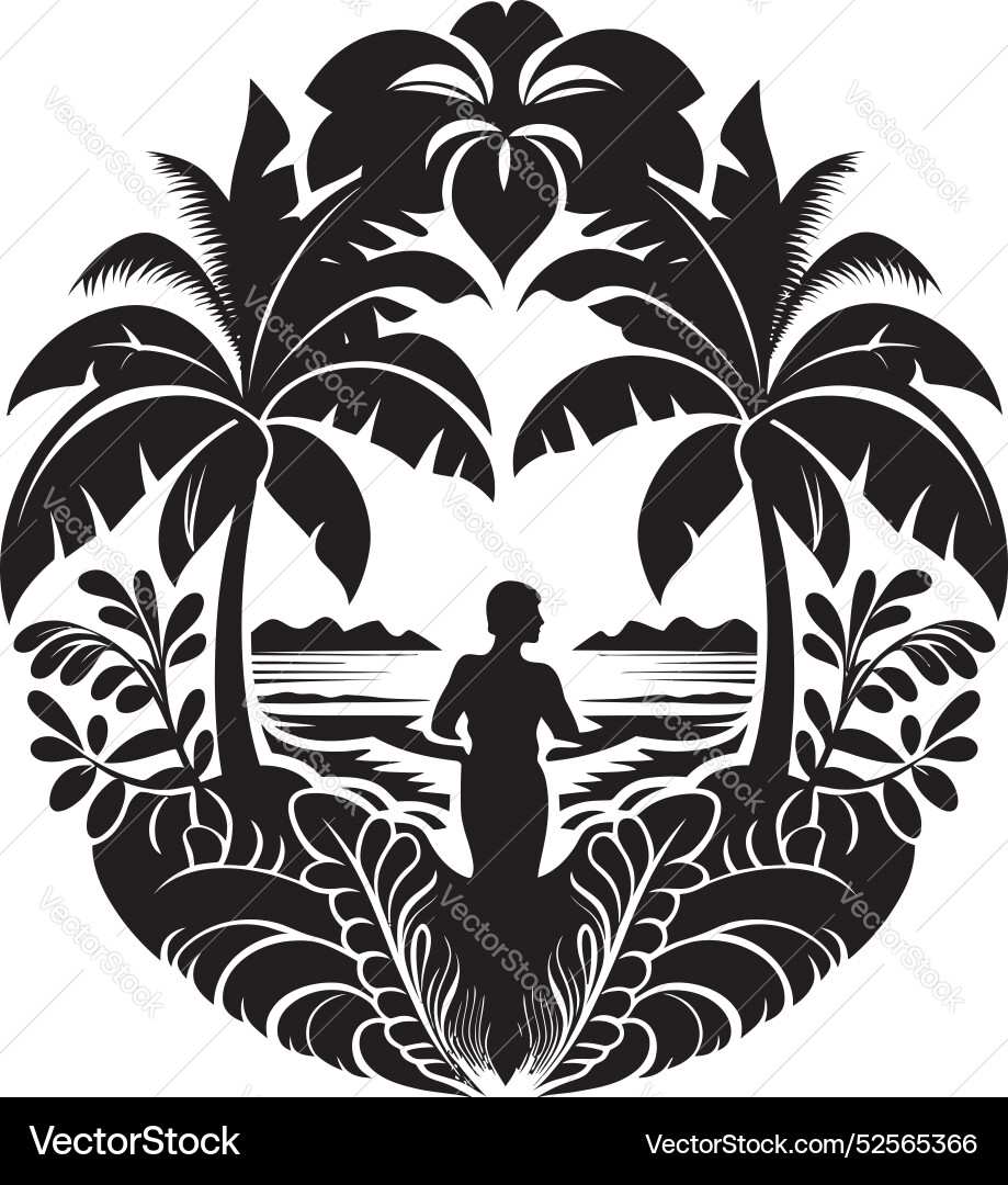 Tropical legacy hawaiian woman graphic element Vector Image