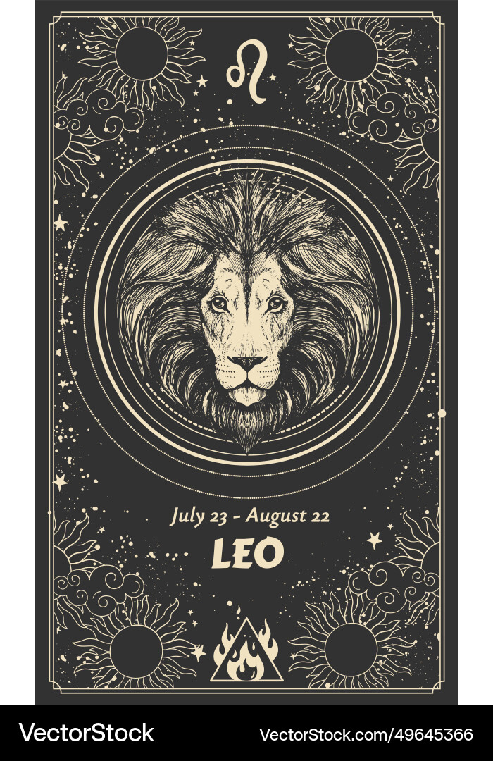 Zodiac sign leo vertical card for calendar Vector Image