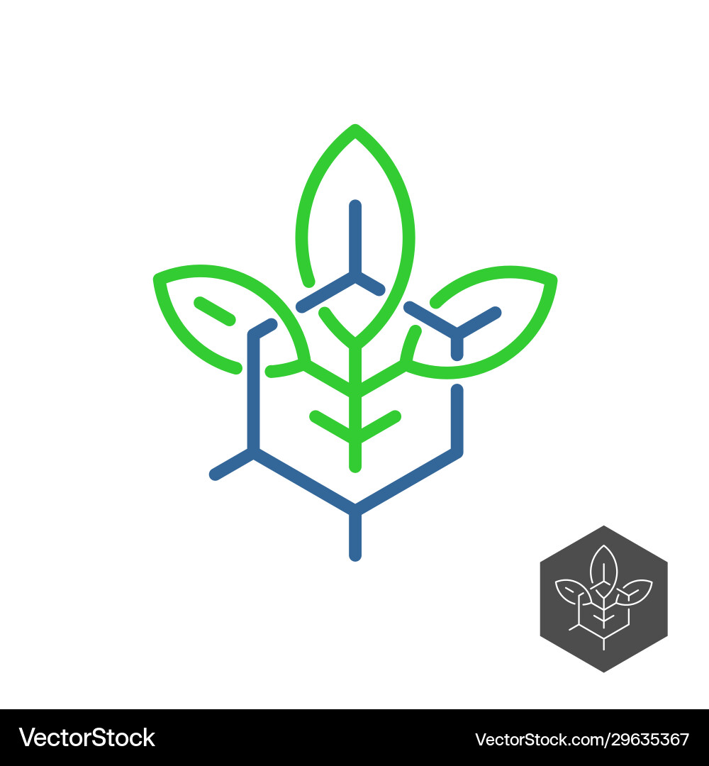 Biochemical industry logo plant leaves Royalty Free Vector