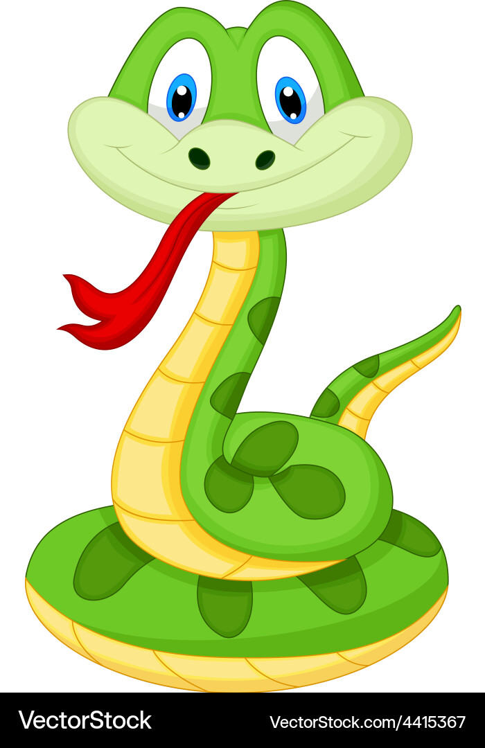 Cute green snake cartoon Royalty Free Vector Image