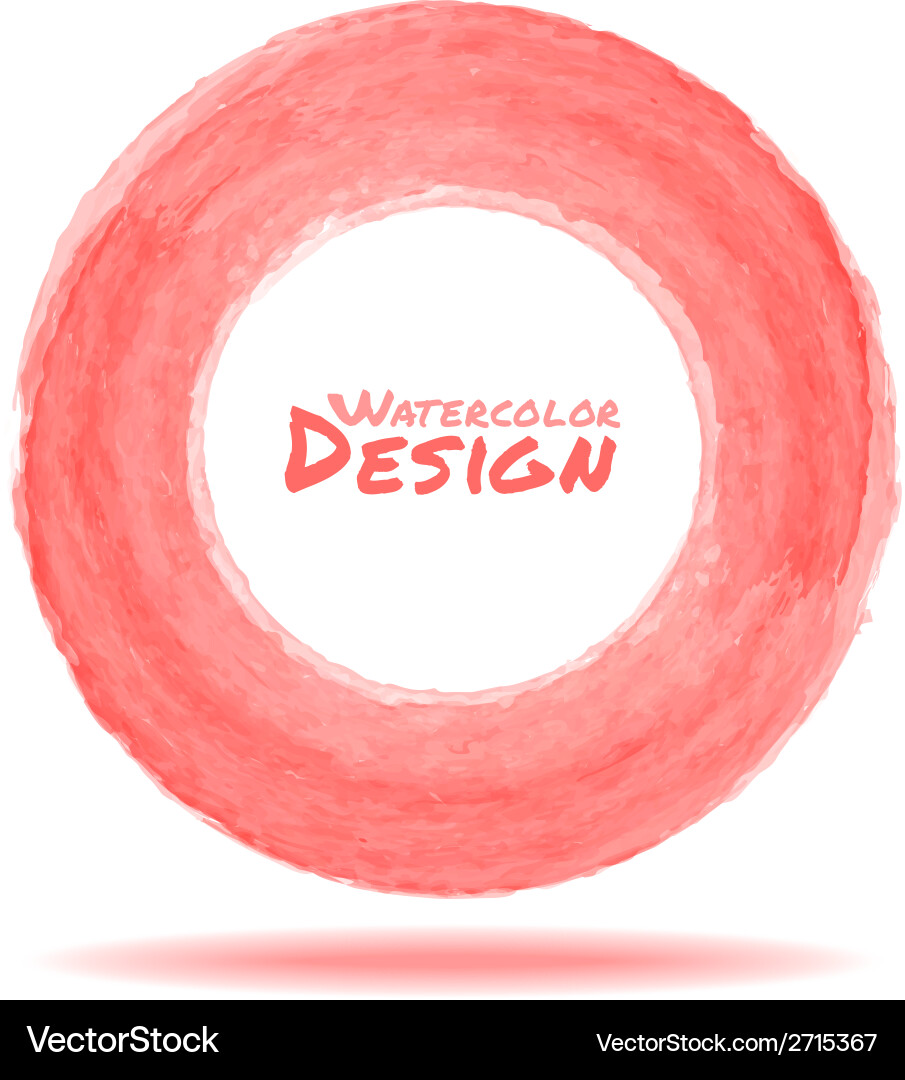 Hand drawn watercolor light red circle design elem