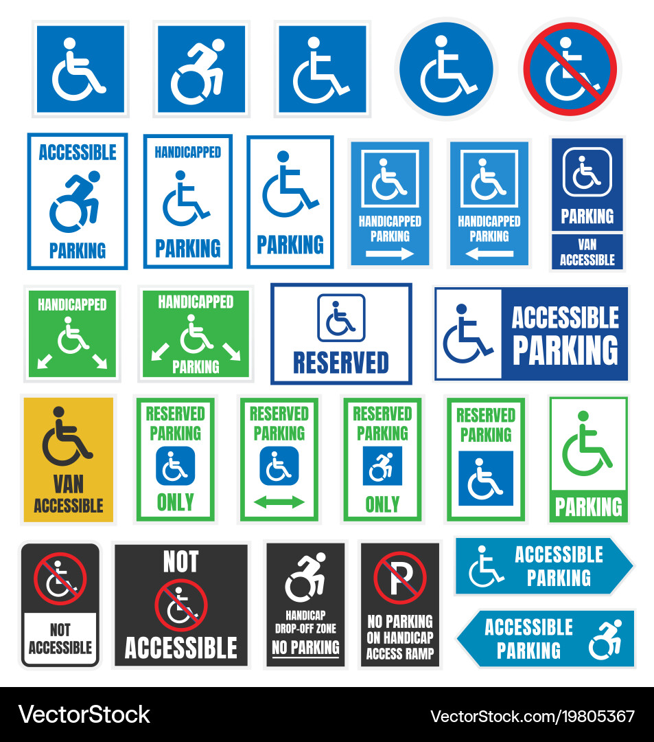 Handicapped parking signs disabled people Vector Image