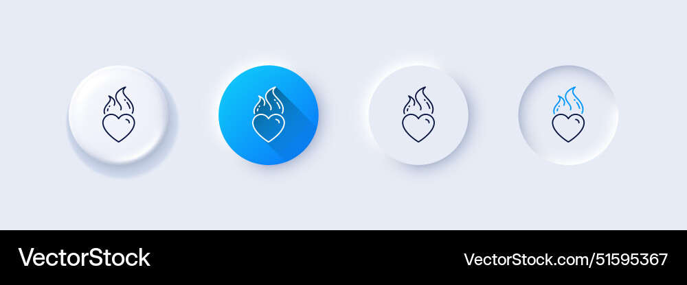 Heart flame line icon love fire emotion sign Vector Image