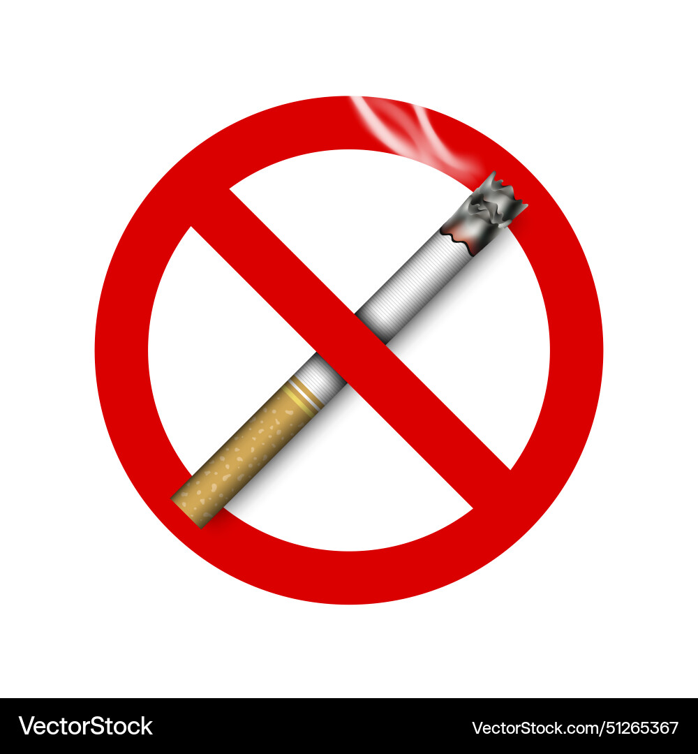 No smoking sign with cigarette Royalty Free Vector Image