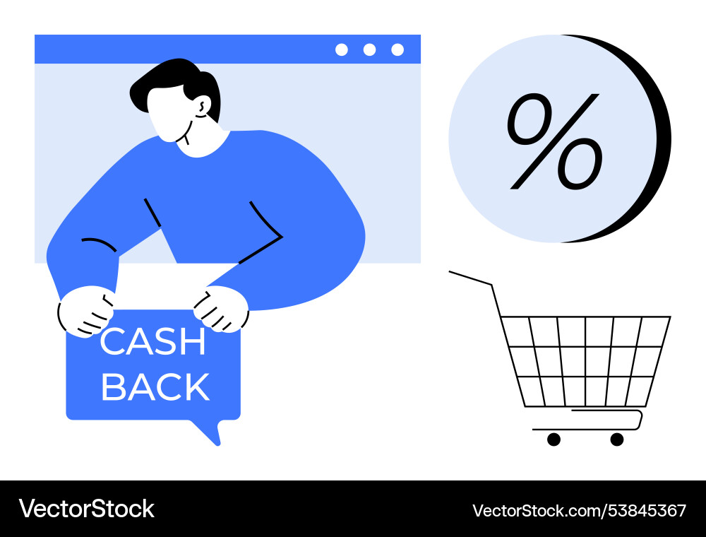 Online shopping and cashback concept Royalty Free Vector