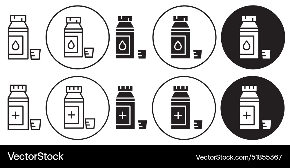 Syrup bottle icon set collection for web Vector Image