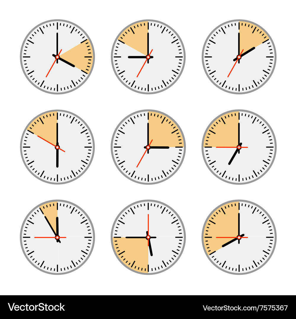 Watch arrow dial and second hand at time intervals