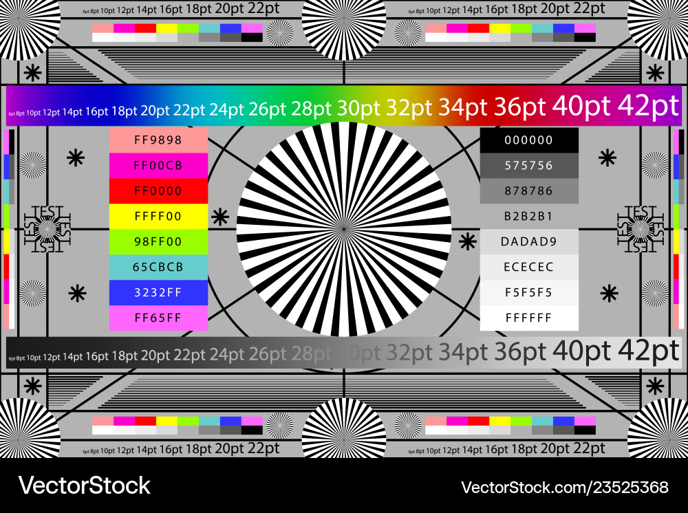 Adjusting camera lens test target colour chart tv Vector Image