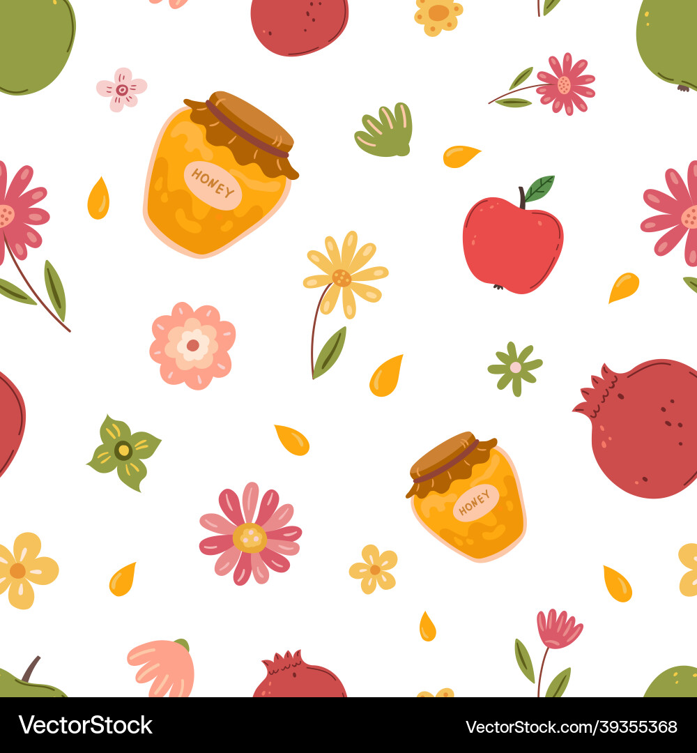 Autumn harvest seamless pattern honey apple Vector Image
