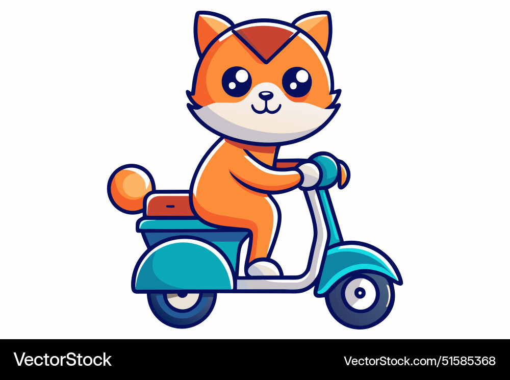 Cute cat playing scooter adorable feline fun Vector Image