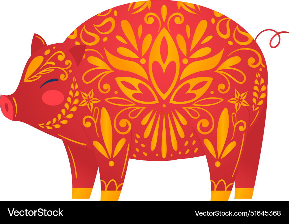 Decorative pig vibrant floral Royalty Free Vector Image