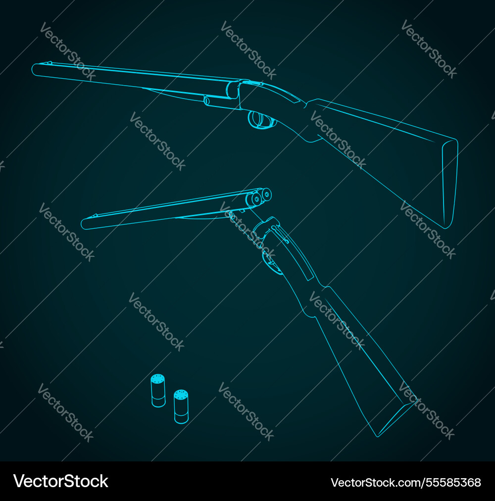 Double barrel shotgun drawings Royalty Free Vector Image