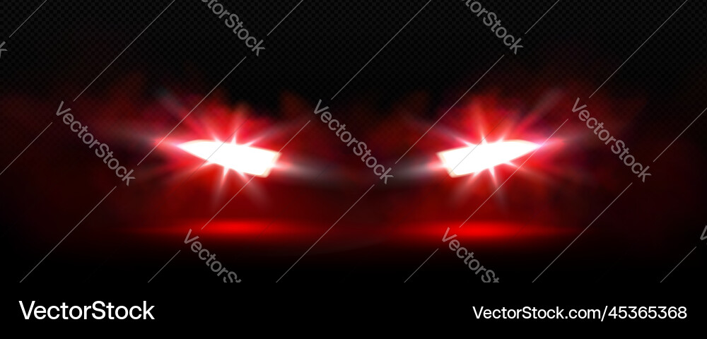 Front car lights in fog at night Royalty Free Vector Image