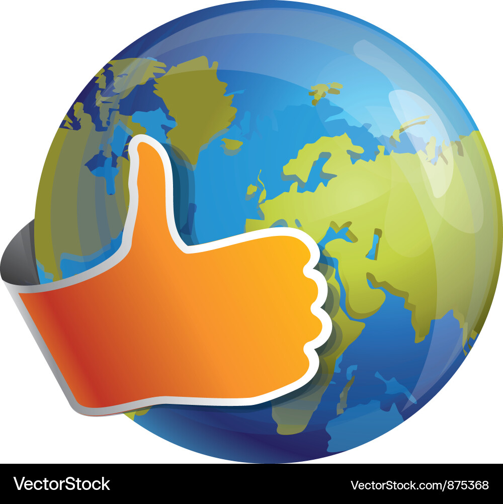 Globe with like sign Royalty Free Vector Image