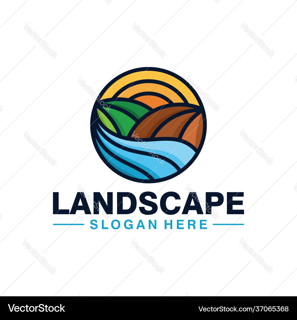 Landscape logo design template Royalty Free Vector Image