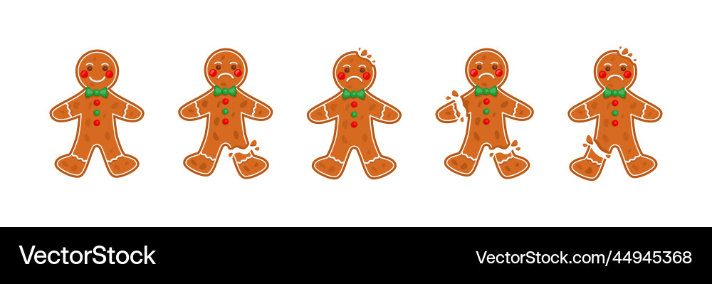 Off bite gingerbread cookie man 3d texture Vector Image