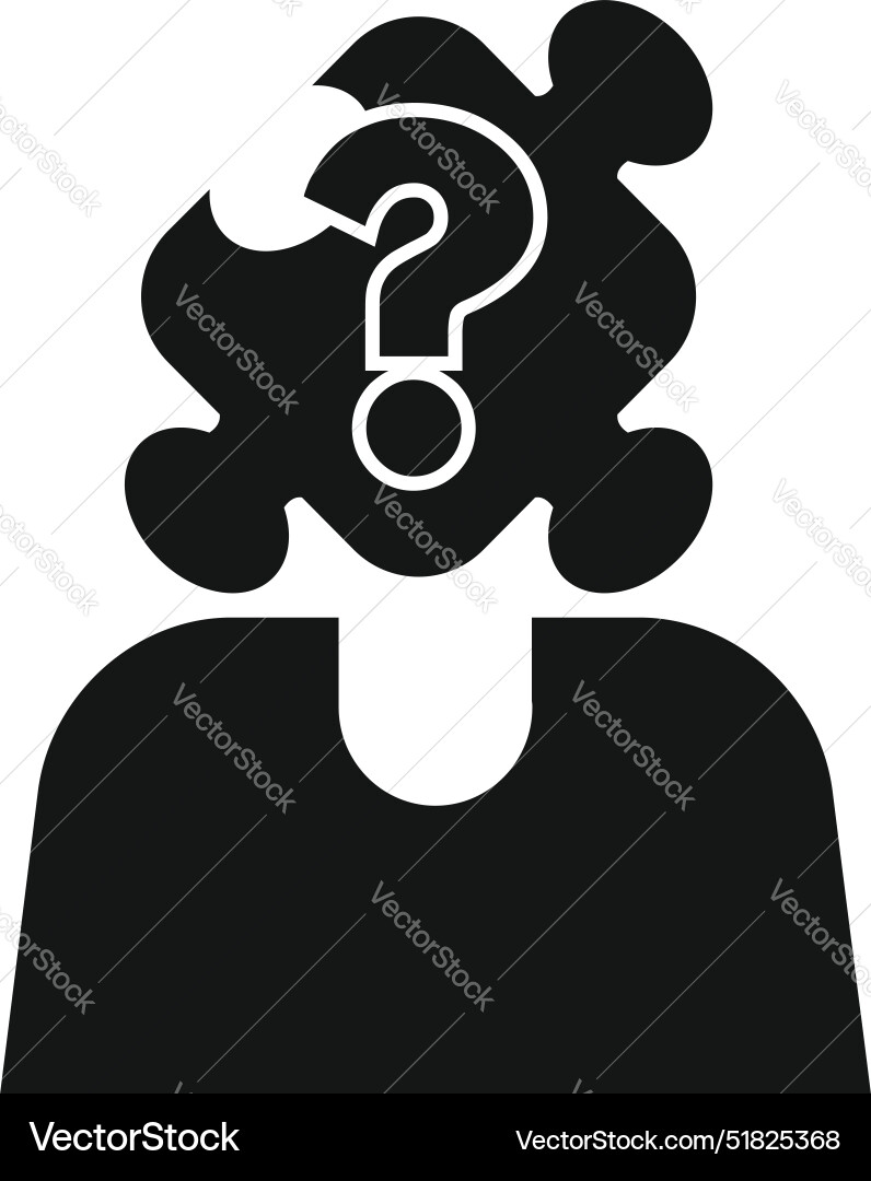 Person having question mark over head with puzzle Vector Image