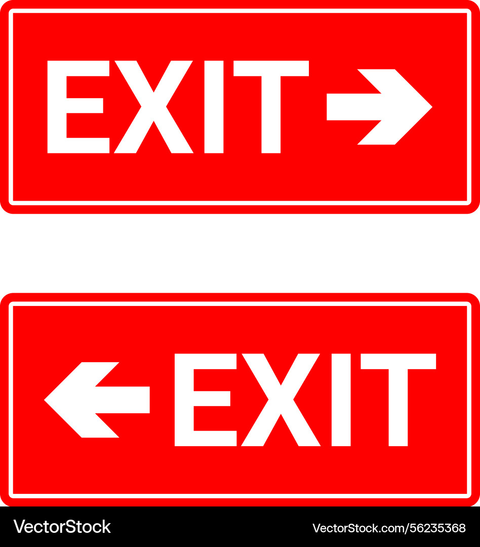 Red exit sign design a emergency direction Vector Image