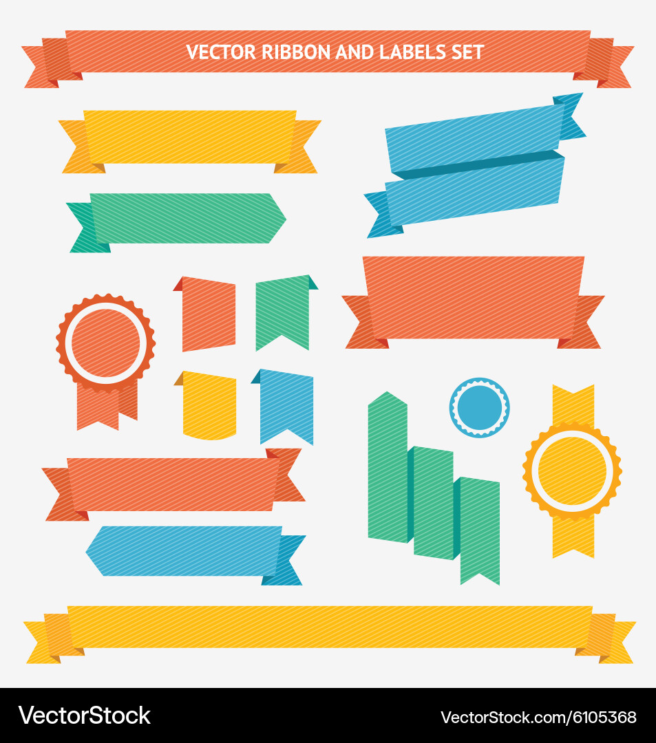 Ribbon and labels set Royalty Free Vector Image