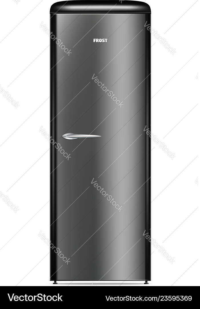 Black home fridge icon realistic style Royalty Free Vector