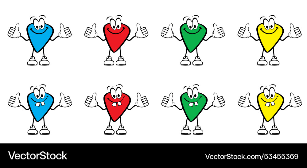 Cartoon mascot guitar picks or plectrum comic Vector Image