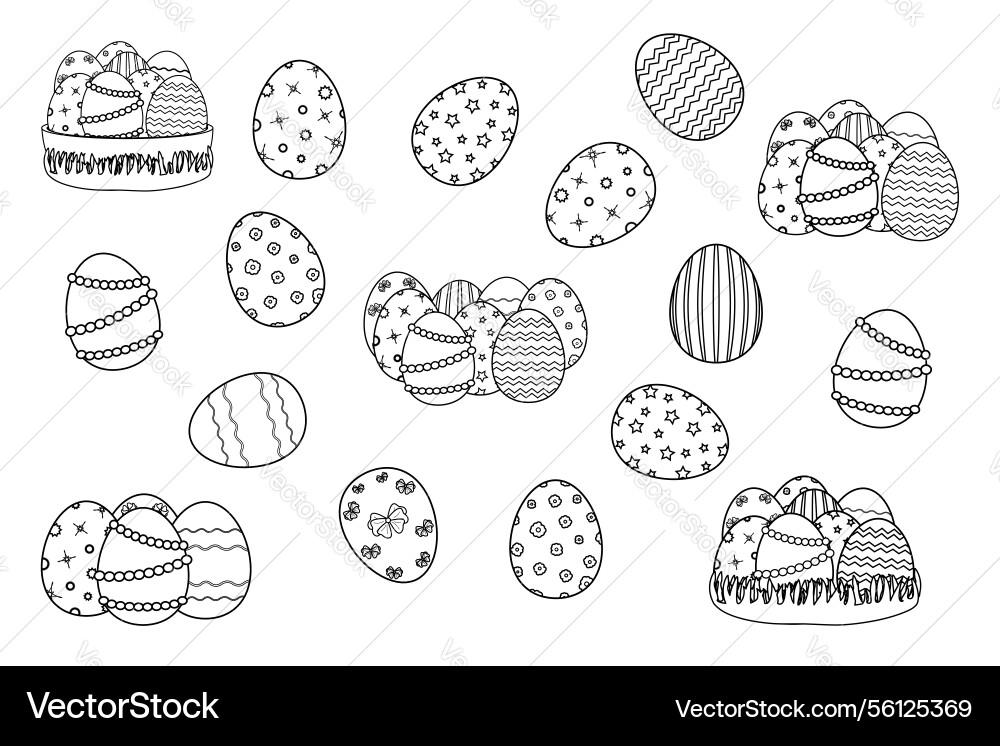 Easter egg collection coloring page Royalty Free Vector
