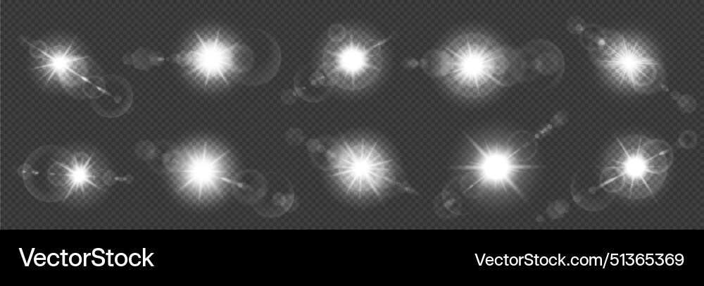 Flaring sun blast spot effects realistic set Vector Image