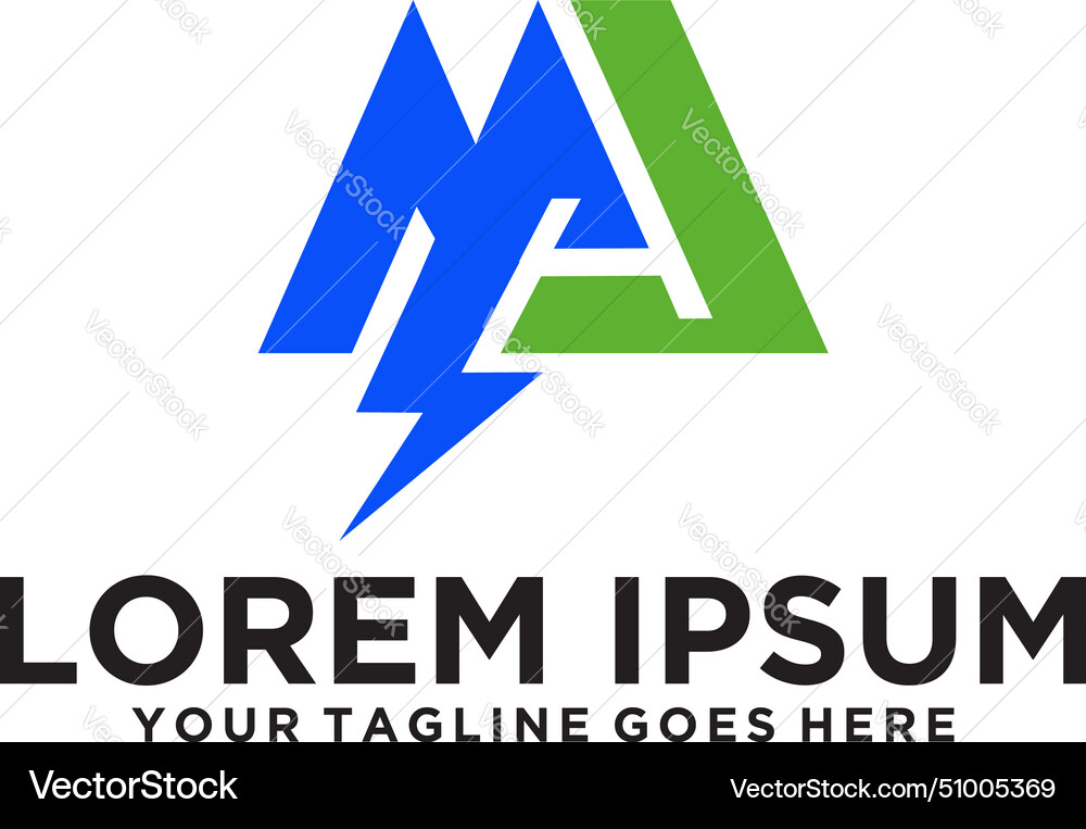 Ma letter lightning energy logo Royalty Free Vector Image