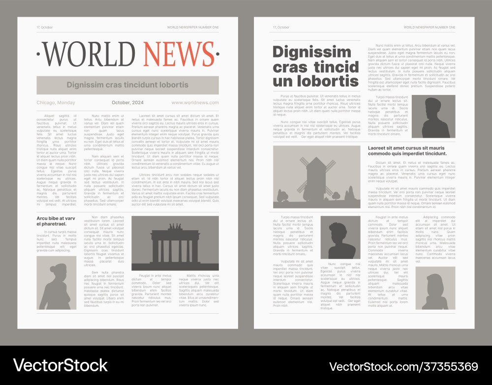 Newspaper pages brochure layout wireframes Vector Image