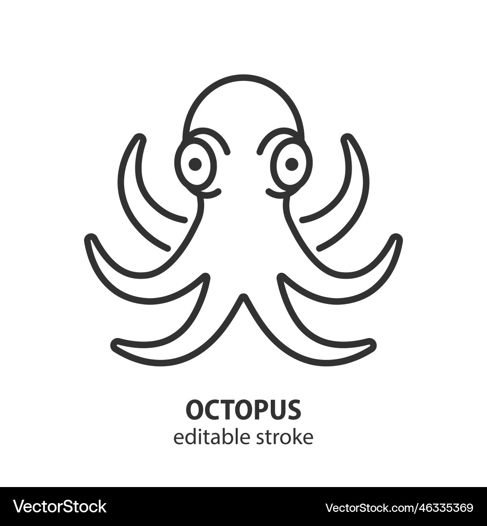 Octopus line icon seafood outline symbol Vector Image