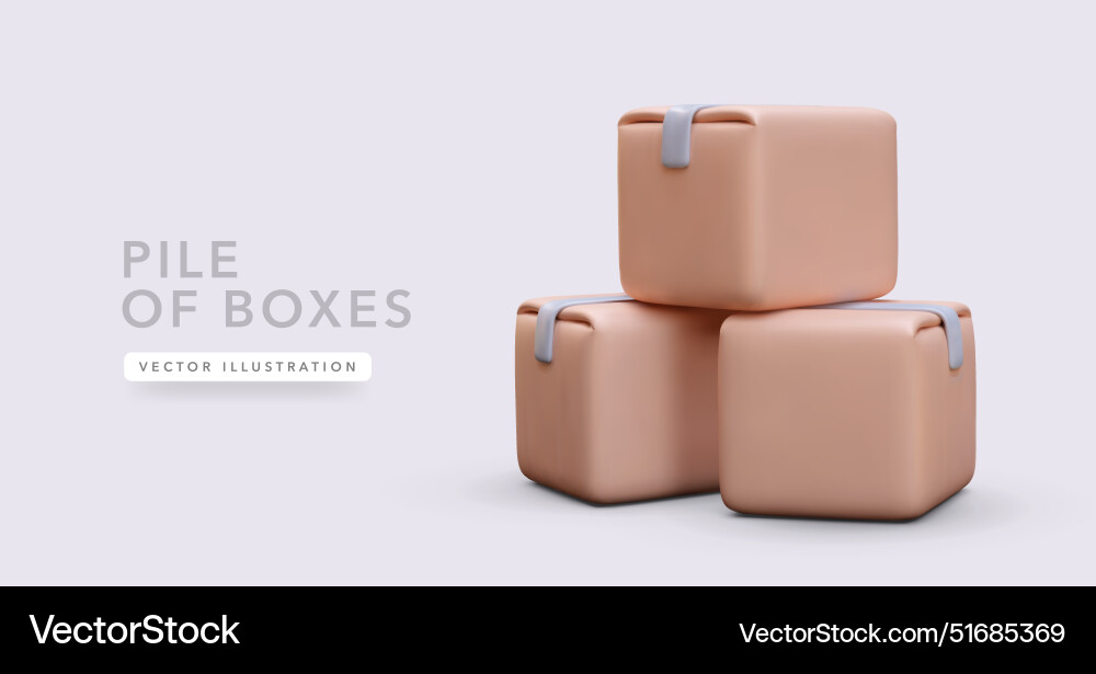 Pile of 3d realistic boxes Royalty Free Vector Image
