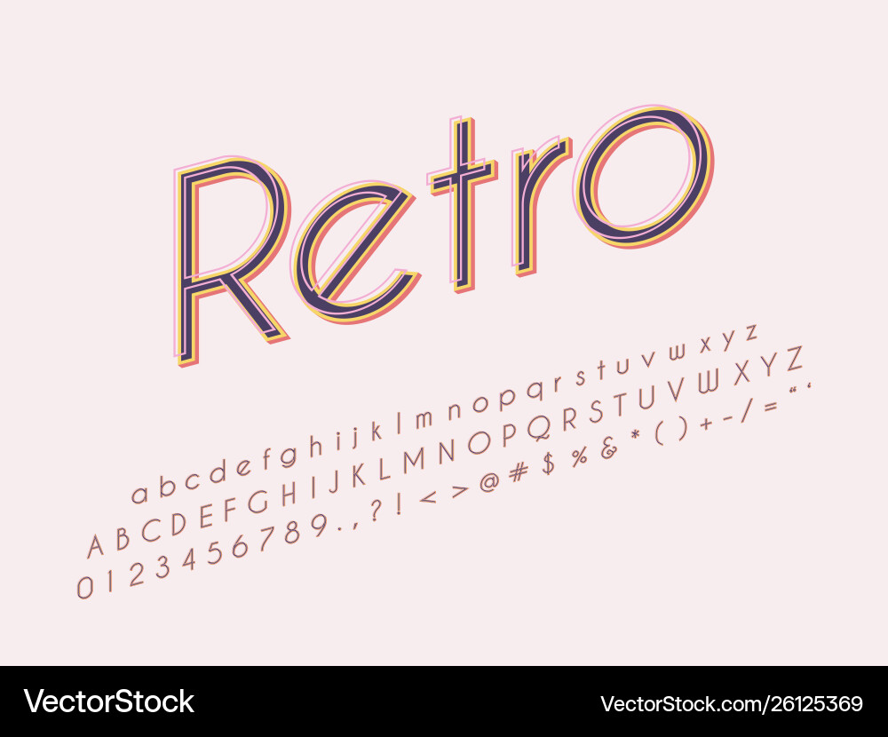 Retro font and alphabet stock Royalty Free Vector Image