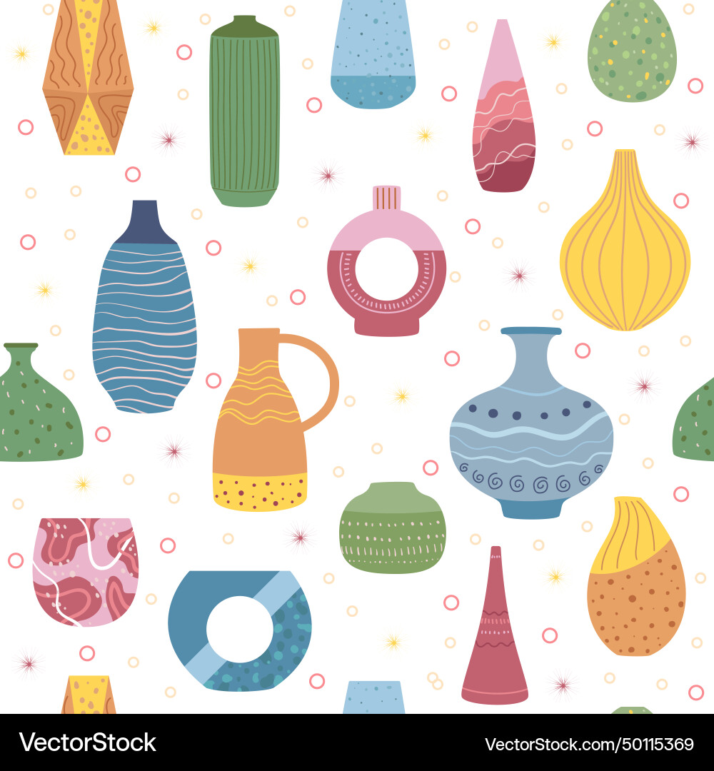 Seamless pattern with vases handmade contemporary Vector Image