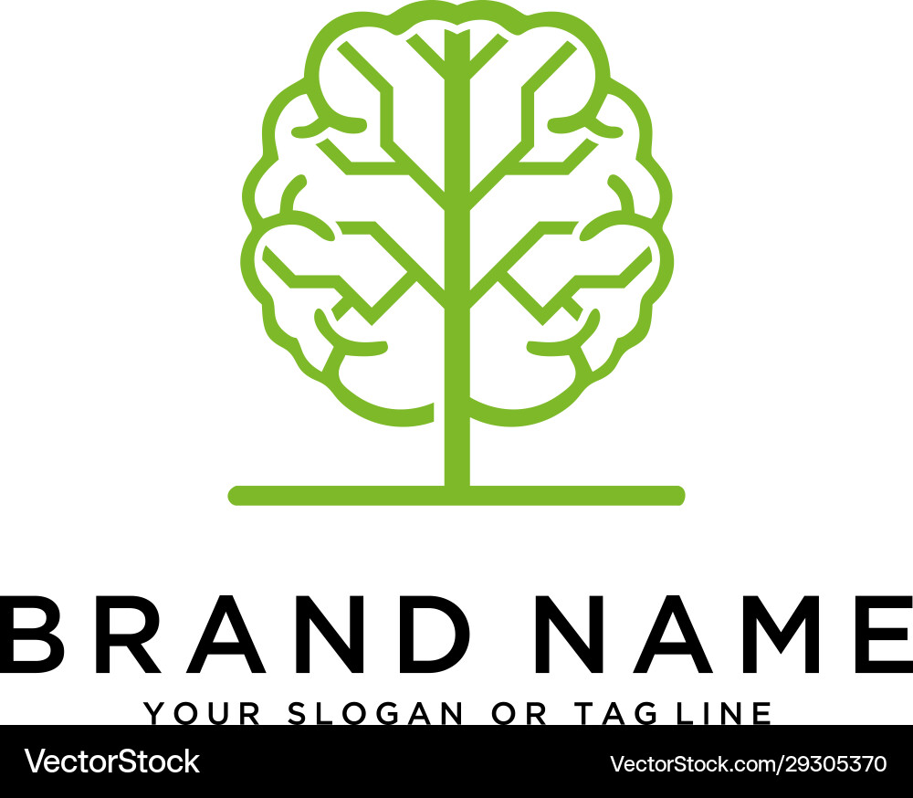 Brain and tree logo design Royalty Free Vector Image