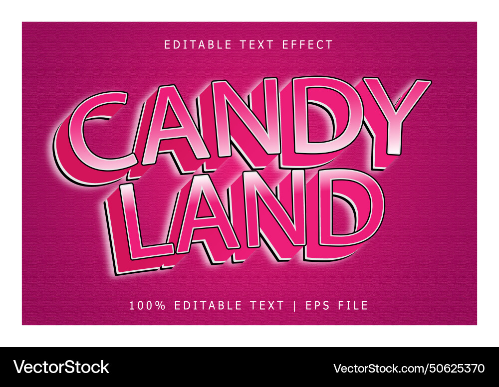 Candy land editable text effect 3 dimension Vector Image