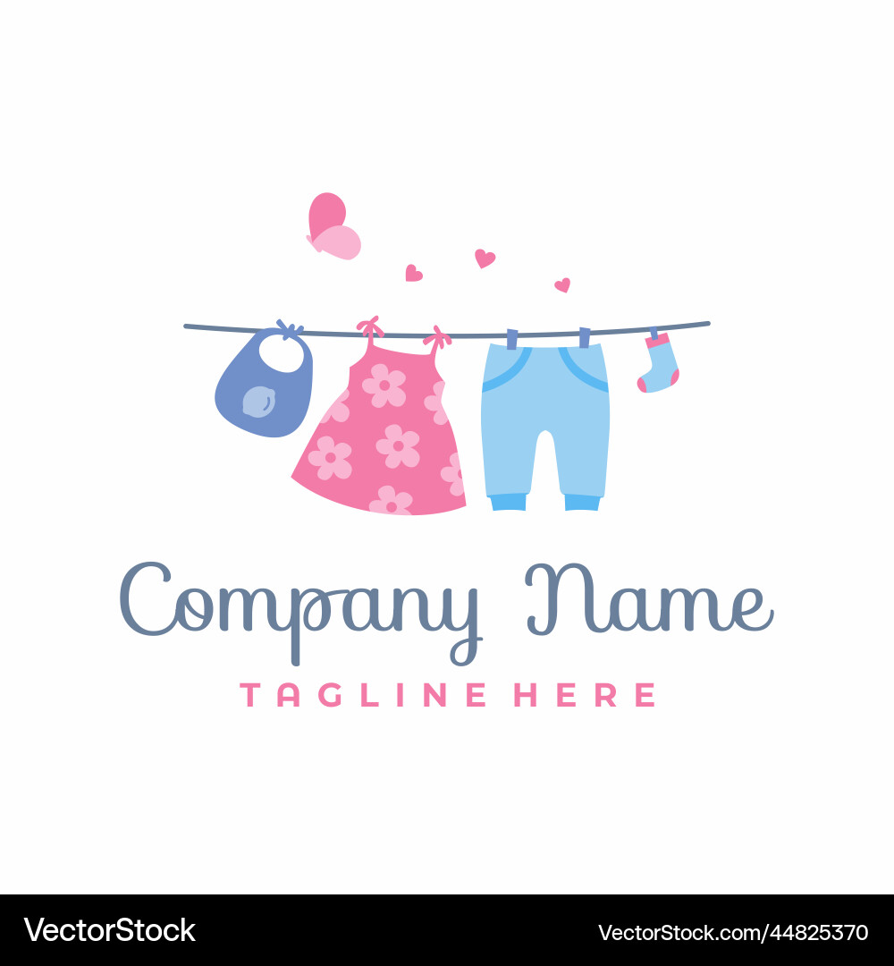 Children clothes on the clothesline logo Vector Image