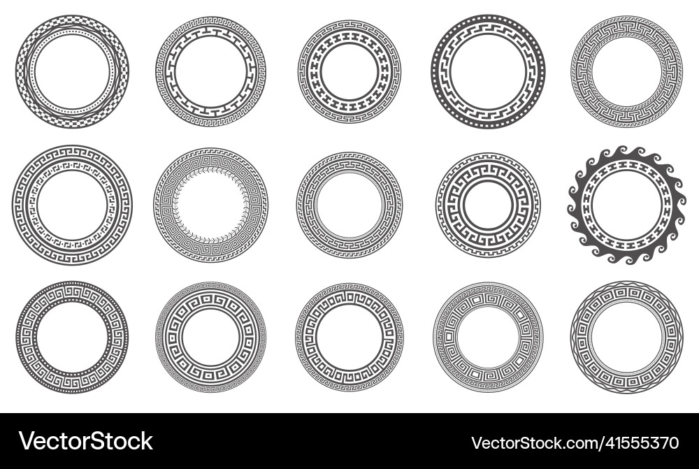 Circle greek frames round meander borders Vector Image