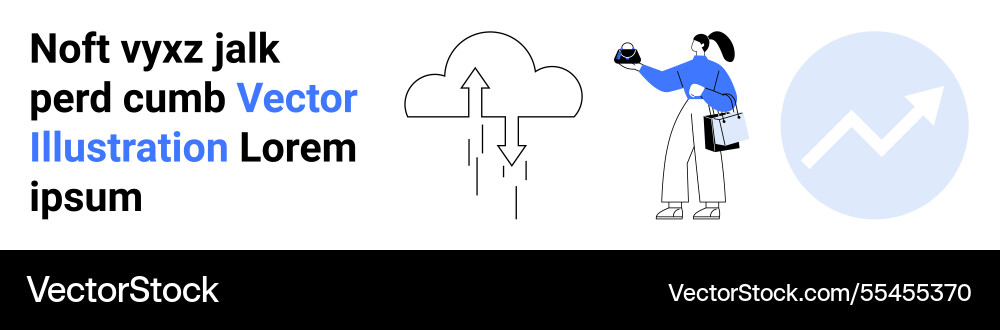Cloud data upload with user interaction Royalty Free Vector